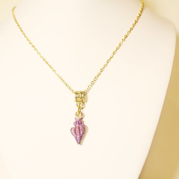 Jewelry | 18k Gilded Gold Tone Pink Purple Embossed Textured Seashell ...